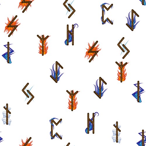 Hand drawn runic letters seamless pattern Vector Image