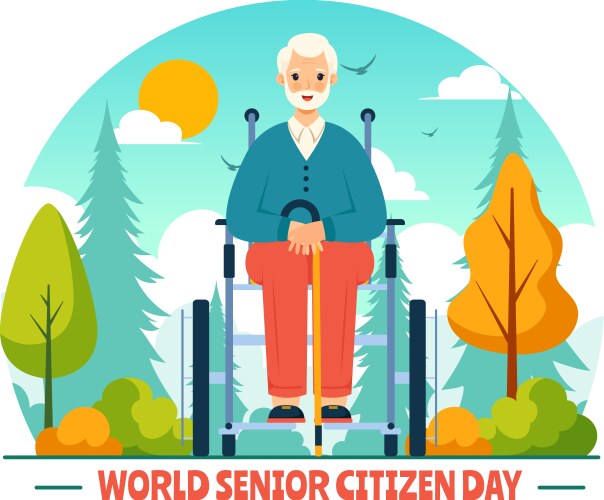 Senior citizen day social media background flat Vector Image