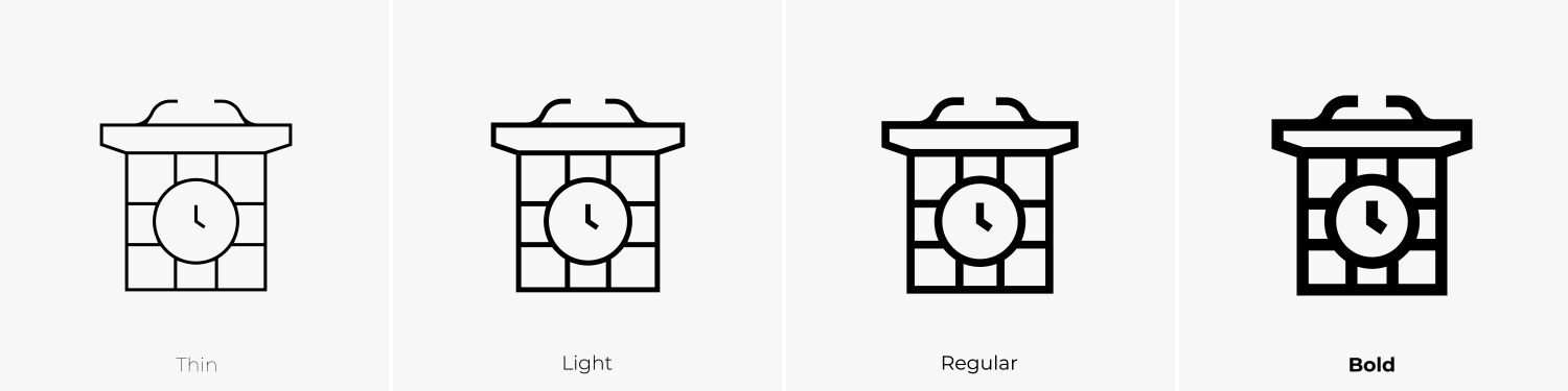 Clock icon thin light regular and bold style Vector Image