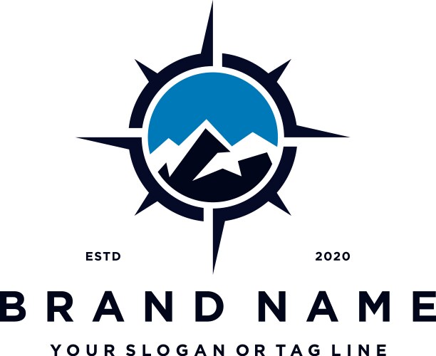 Creative mountain compass logo design concept Vector Image