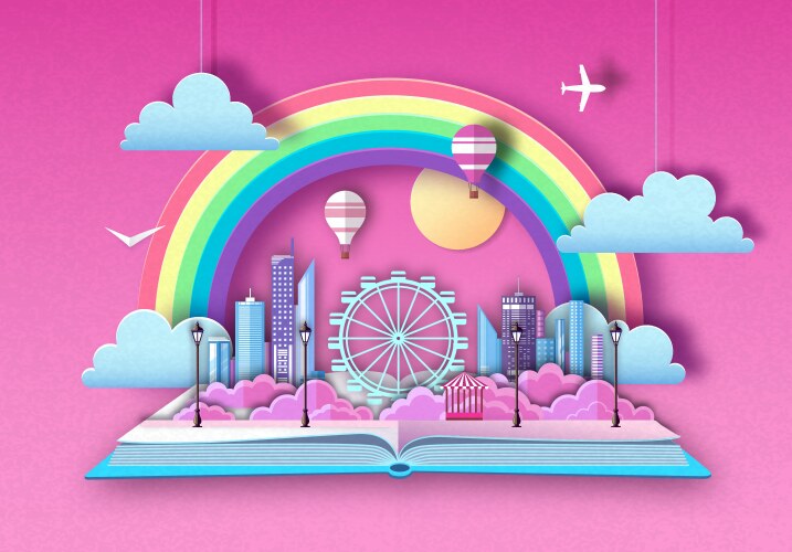 3d pop up book with castle fairy tale theme Vector Image