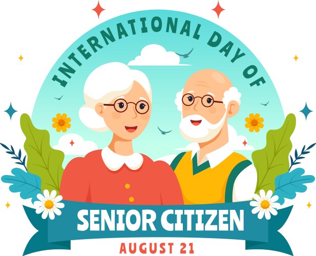 World senior citizen day on august 21st Royalty Free Vector