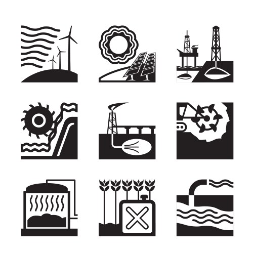 Eco friendly bio green energy sources icons signs Vector Image