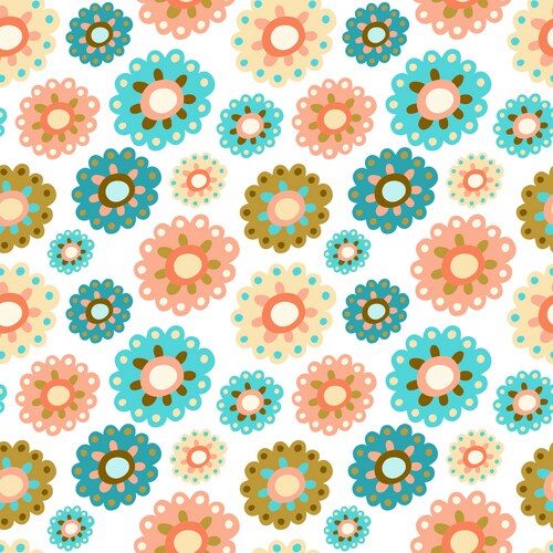 Floral seamless with red and blue flowers Vector Image