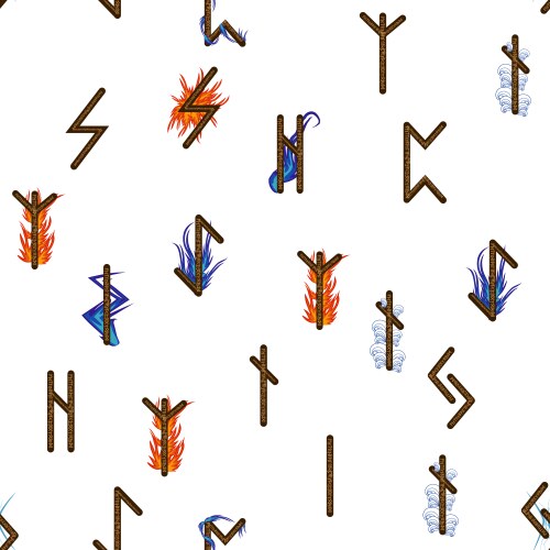 Hand drawn runic letters seamless pattern Vector Image