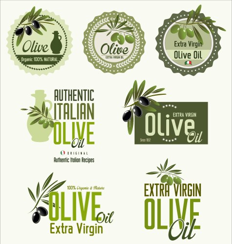 Set of labels for olives oil Royalty Free Vector Image