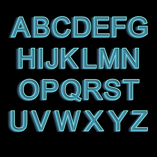 Pink neon light alphabet with cable Royalty Free Vector Pink neon light alphabet with cable Royalty Free Vector