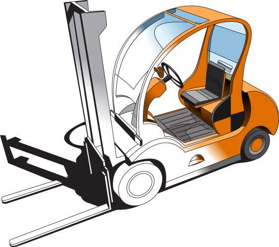 Forklifts in high rack warehouses reaching new Vector Image