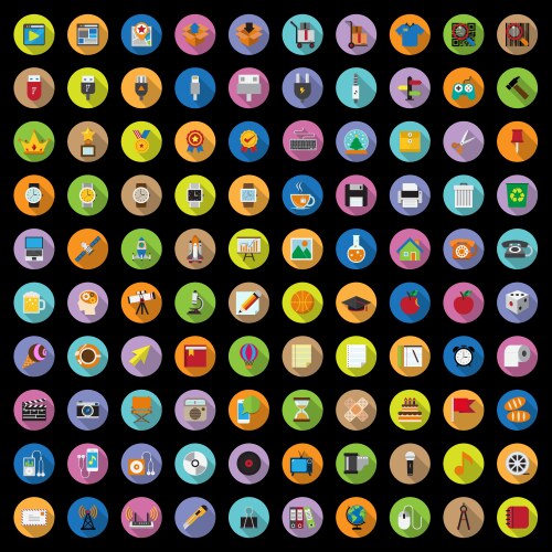 Flat icons Royalty Free Vector Image - VectorStock