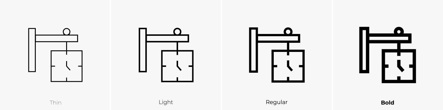 Clock icon thin light regular and bold style Vector Image