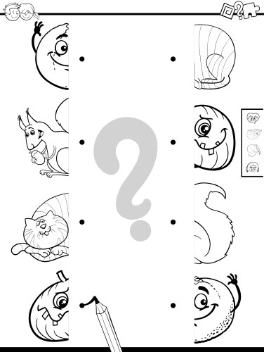 Match objects halves coloring page Royalty Free Vector Image