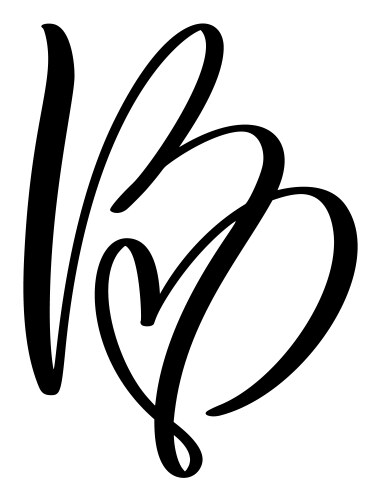 Script capital font logo calligraphy love letter b