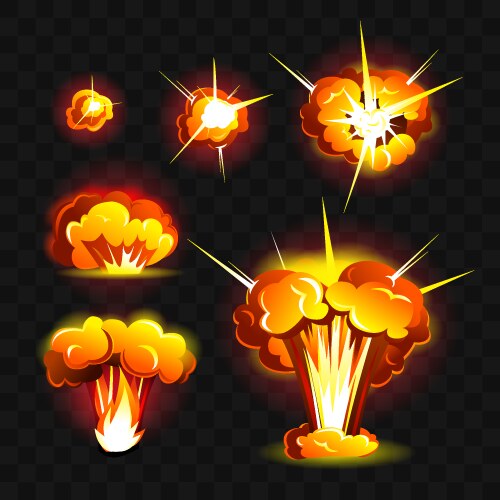 Explosion realistic set Royalty Free Vector Image