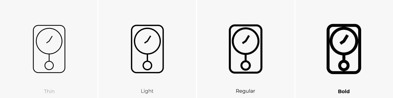 Clock icon thin light regular and bold style Vector Image