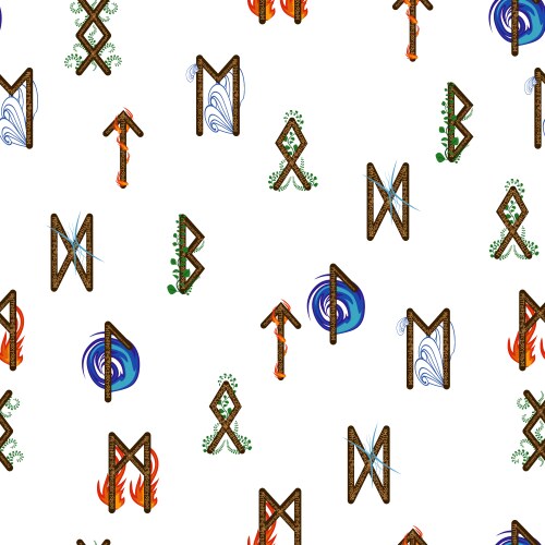 Hand drawn runic letters seamless pattern Vector Image