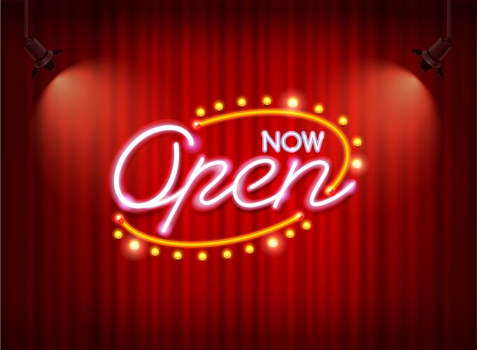 Theater sign on curtain with spotlight Royalty Free Vector