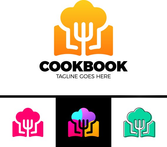 Recipe book logo template design in outline style Vector Image