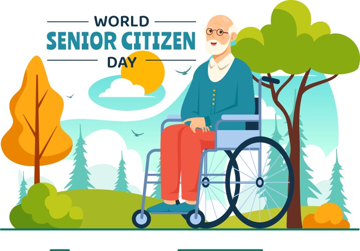 Senior citizen day social media background flat Vector Image