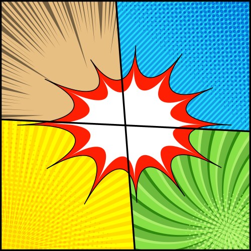 Bright comic book page red template Royalty Free Vector