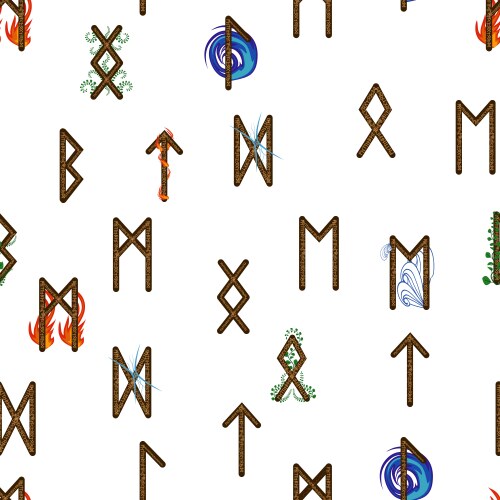 Hand drawn runic letters seamless pattern Vector Image