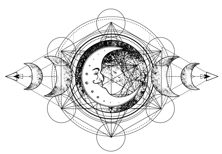 Triple moon pagan wicca goddess symbol three Vector Image