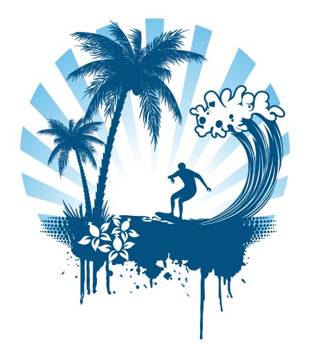 Surfer on a beach Royalty Free Vector Image - VectorStock