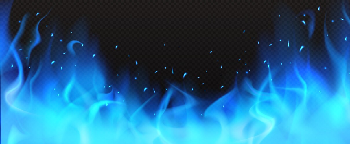 Blue fire flame set transparent background Vector Image