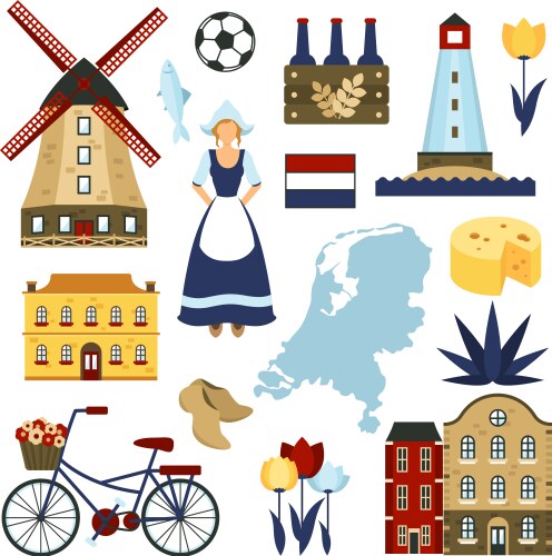 Dutch Heritage Symbols Royalty Free Vector Image