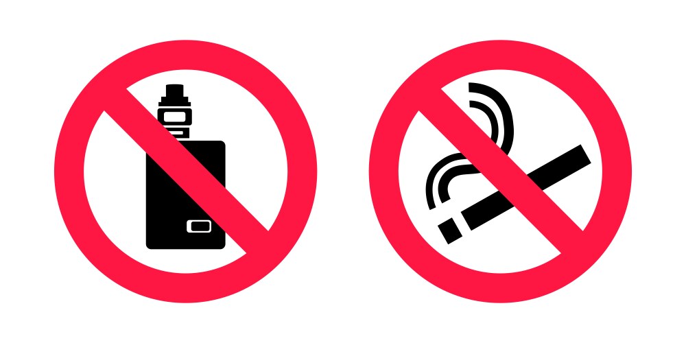No smoking vaping signs set forbidden sign Vector Image