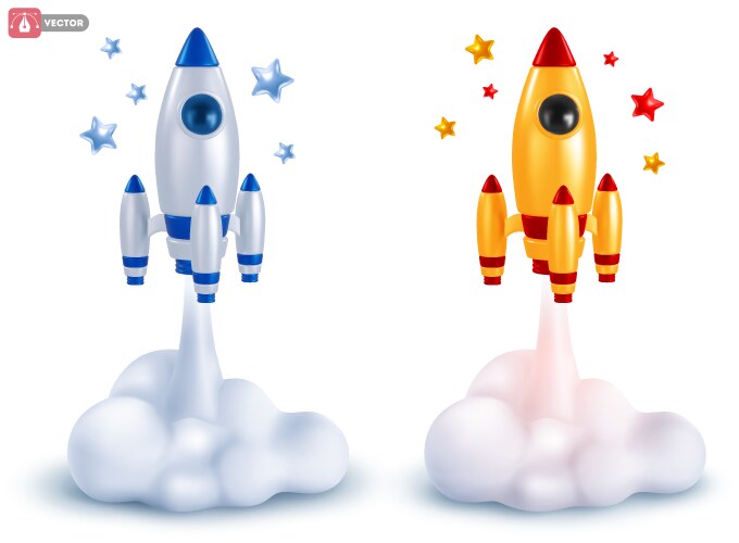 Rocket launch in blue sky Royalty Free Vector Image