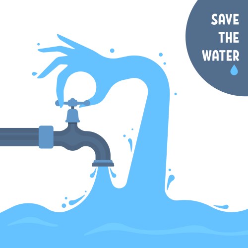 Cartoon water tap with falling dropwater Vector Image