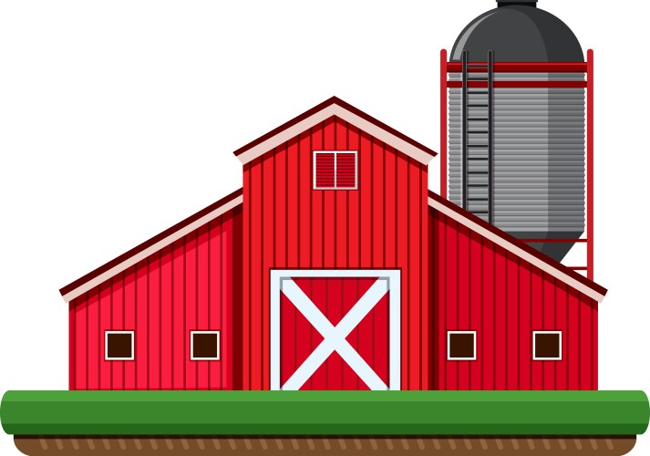 Cute farmhouse red house in cartoon style Vector Image