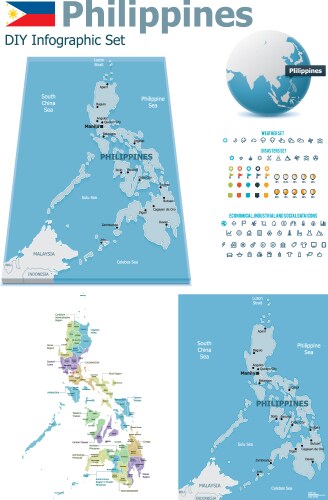 Philippines map and landmarks with people Vector Image