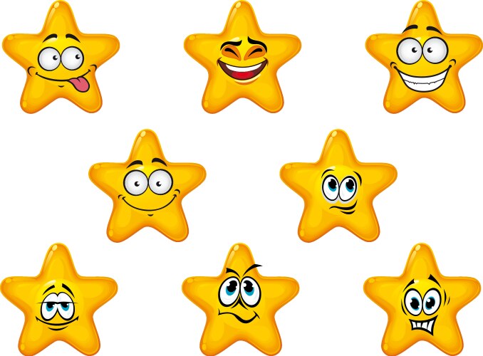 Stars with smiley faces Royalty Free Vector Image