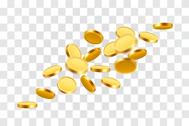 Falling gold coins on transparent background cash Vector Image