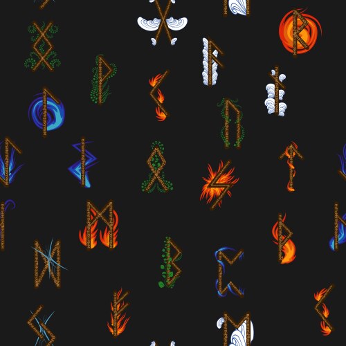 Hand drawn runic letters seamless pattern Vector Image
