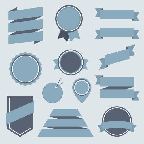 Stickers and badges set 3 flat style Royalty Free Vector