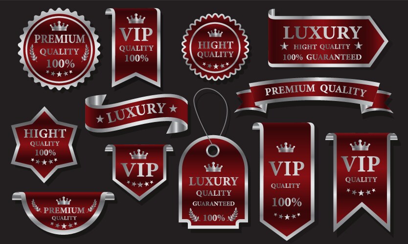 Red golden luxury premium quality label badges Vector Image