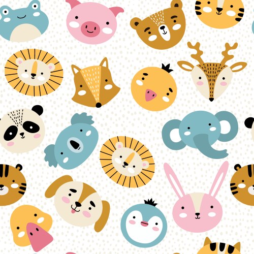 Animals pattern drawing prints with cute wild Vector Image