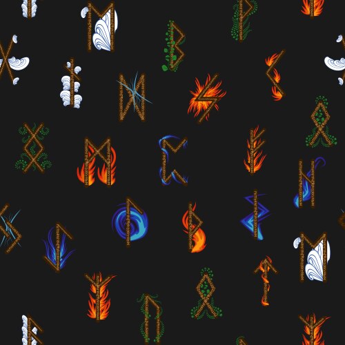 Hand drawn runic letters seamless pattern Vector Image