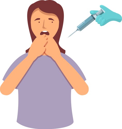 Boy afraid of injection icon cartoon Royalty Free Vector