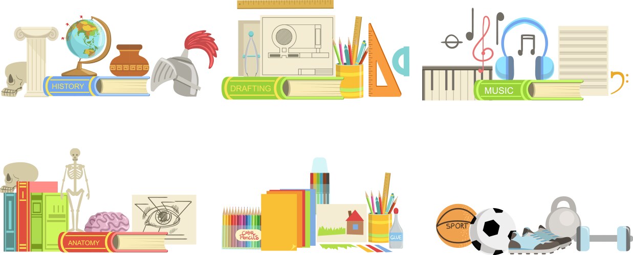 History class set of objects Royalty Free Vector Image