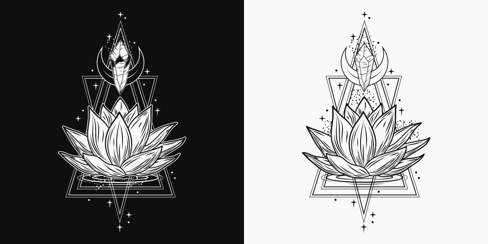 Vertical composition with lotus magic crystal Vector Image