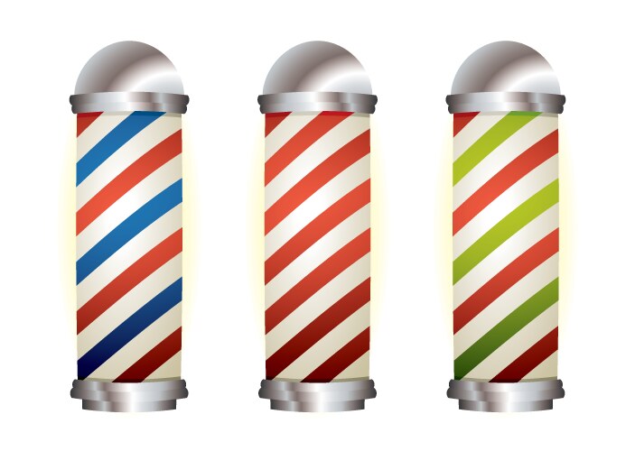 Barber pole set isolated Royalty Free Vector Image