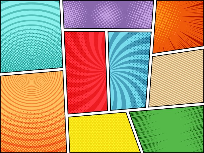 Cartoon comic backgrounds set comics book Vector Image