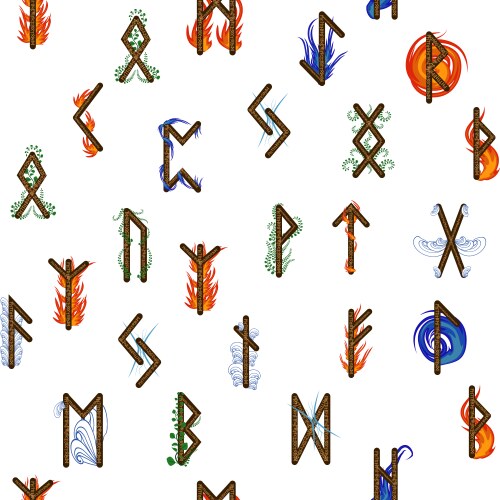Hand drawn runic letters seamless pattern Vector Image