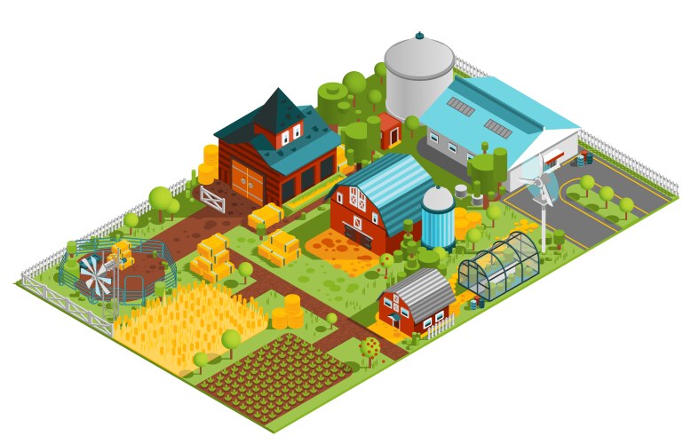 Smart farm buildings big household agriculture Vector Image