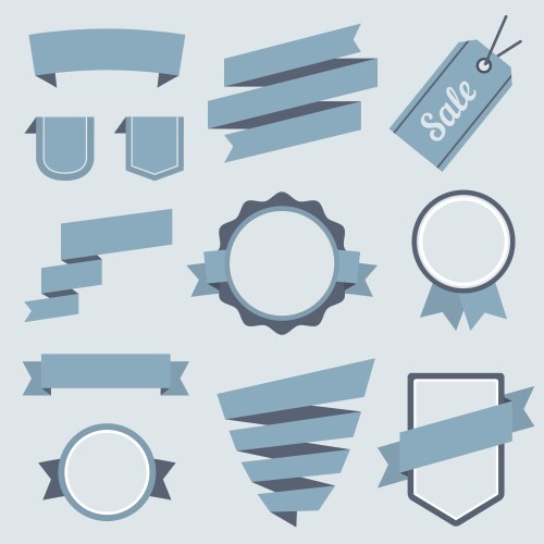 Stickers and badges set 3 flat style Royalty Free Vector
