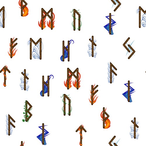 Hand drawn runic letters seamless pattern Vector Image