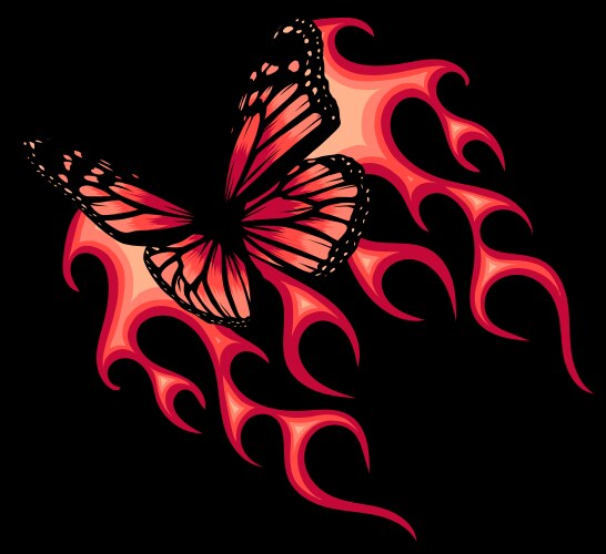 Flying fire butterfly Royalty Free Vector Image